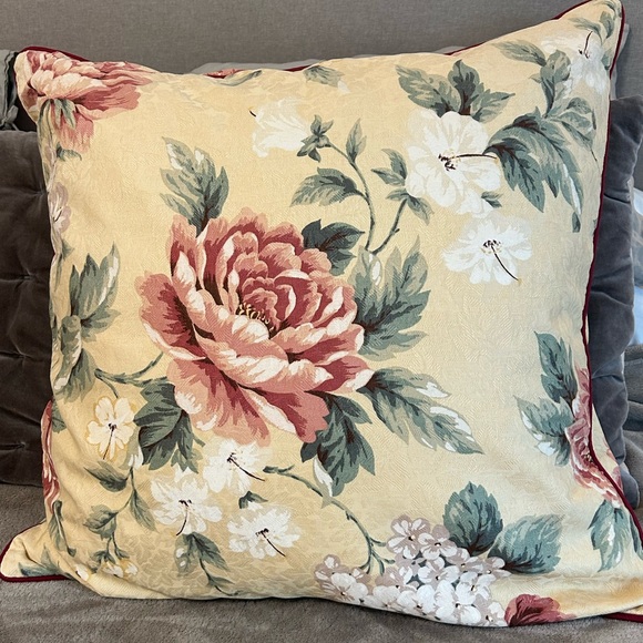 Accents | Cottagecore Set Of Euro Shams Handmade Roses Shabby Damask ...